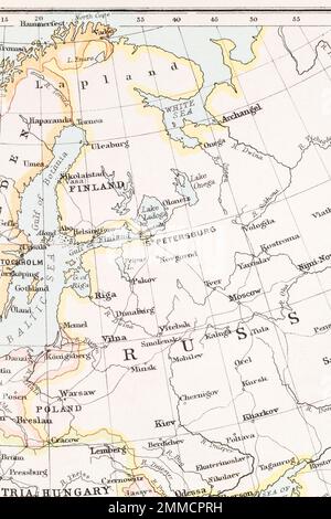 c. 1890s Atlas map of Finland and surrounding Baltic states. For ...