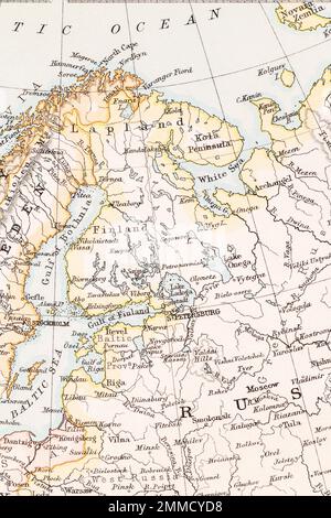 c. 1900 Atlas map of Finland and surrounding Baltic states. For Finland ...