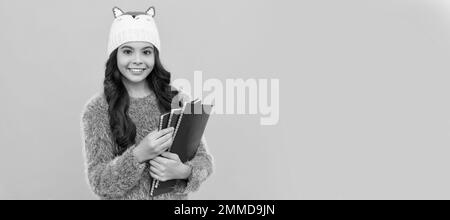 express positive emotion. winter fashion. happy kid with curly hair in ...