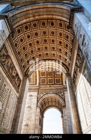 The interior of the Arc de Triomphe on full display for visitors to Paris, France Stock Photo ...