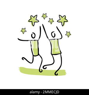 Stickman Stick Figure Reaching The Success Star Stock Vector Image ...