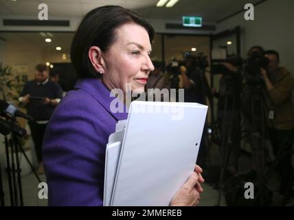 Australian Banking Association CEO Anna Bligh leaves after a press ...