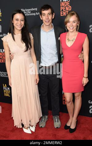 Alex Honnold, left, and Sanni McCandless attend the LAFF gala screening ...
