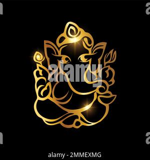 Golden Ganesh Puja. ganesh Chaturthi Sign Stock Vector Image & Art - Alamy