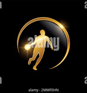 Golden Playing Basketball Logo Sign Stock Vector Image & Art - Alamy