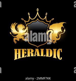 Heraldic mythical animal isolated pegasus. Vector silhouette of horse ...