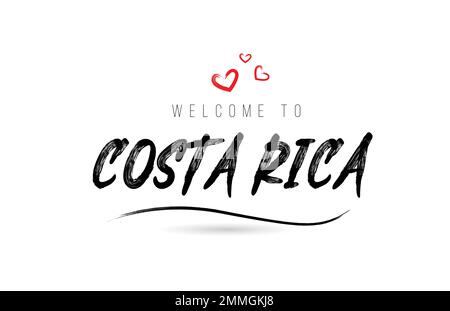 Costa Rica Welcome to Text and Country flag inside Country Border Map ...