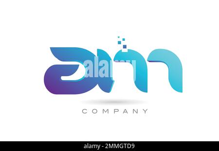 AM A M alphabet letter logo combination in blue and grey color ...