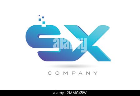 SX S X alphabet letter logo combination in blue and grey color ...