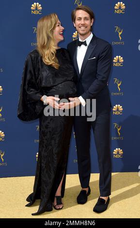 Yvonne Strahovski and Tim Loden at the 70th Primetime Emmy Awards held ...