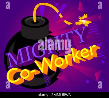 Mighty Meeting text with black Bomb. Cartoon Vector Illutration Stock ...