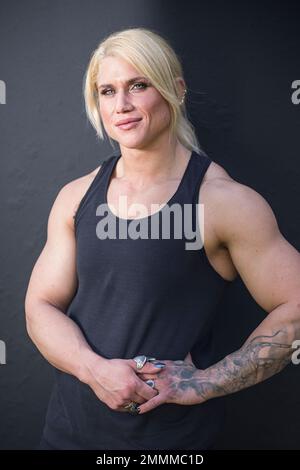 Body builder Julia Fory poses for photographs for the film 'Pearl' at ...