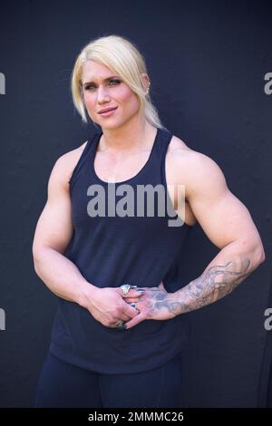 Body builder Julia Fory poses for photographs for the film 'Pearl' at ...