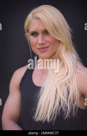 Body builder Julia Fory poses for photographs for the film 'Pearl' at ...