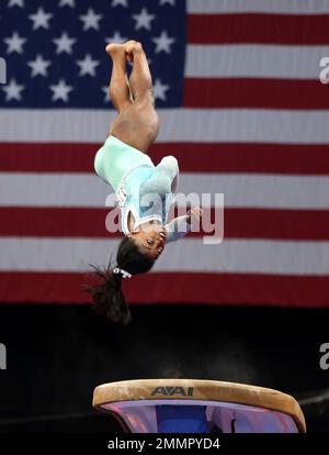 Simone Biles competes on the vault during the women's U.S. Olympic ...