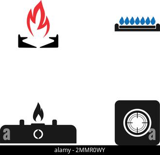 logo gas stove minimalist blue color fire Stock Vector Image & Art - Alamy