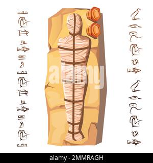 Mummy creation cartoon vector illustration. Mummification process stage ...