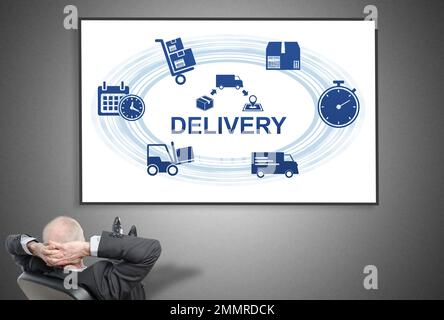 Home delivery concept on a whiteboard held by hands Stock Photo - Alamy