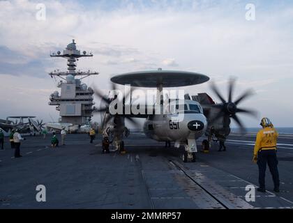 An E2-D Hawkeye, attached to the “Greyhawks” of Airborne Command and ...
