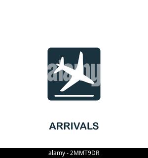 Arrivals icon. Monochrome simple sign from airport elements collection ...