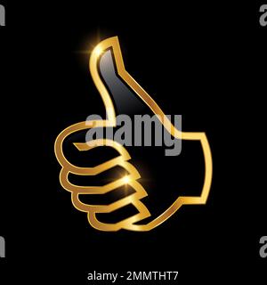 Golden OK Hand Sign Vector Illustration in black background with gold ...