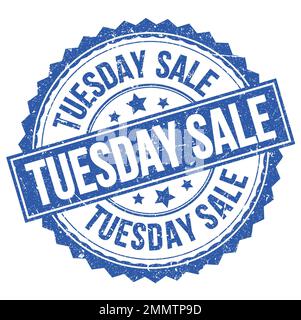 TUESDAY SALE text written on blue-black grungy stamp sign Stock Photo ...