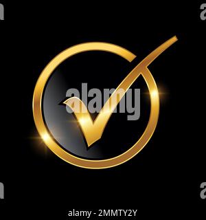 Golden checkmark icon. Check icon. Gold approved symbol. Vector ...