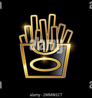 french fries symbol icon, black vector sign with editable strokes ...