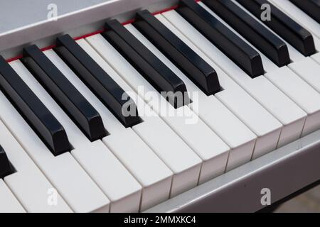 Closeup of piano keys viewed from above Stock Photo - Alamy