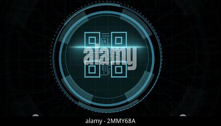 Composition of online security qr code icon on black background Stock ...