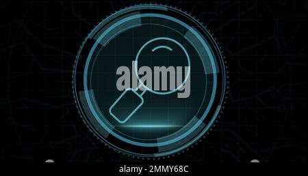 Composition of online security loop icon on black background Stock ...