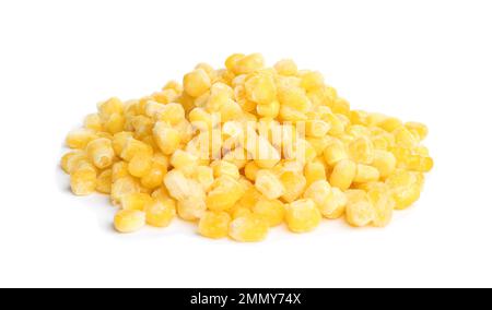 Pile of frozen corn isolated on white. Vegetable preservation Stock ...
