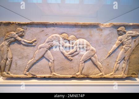 Greece, Athens, Museum, Funerary Kouros Statue. Parian marble. Found in ...