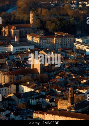 France, Ariege, Pamiers, Saint Antonin de Pamiers Cathedral, aerial ...