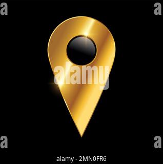 Golden marker location icon. Vector illustration. Golden map pointer ...