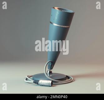 A vintage antique desk microphone on an isolated white background - 3D ...