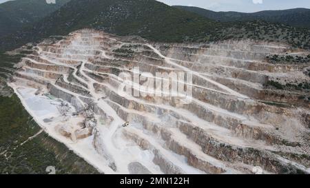 Aerial view of LaFarge limestone quarry, Whitwell, Derbyshire Stock ...