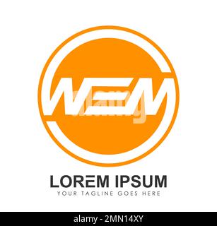 Circle Monogram Logo Initial Letters WEM Vector Sign illustration in ...