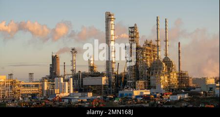 Construction site of modern polymer factory-panorama Stock Photo - Alamy
