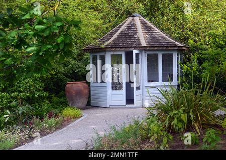 Sky Blue Coloured Octagon Shaped Summer House with Tiled Roof at RHS ...
