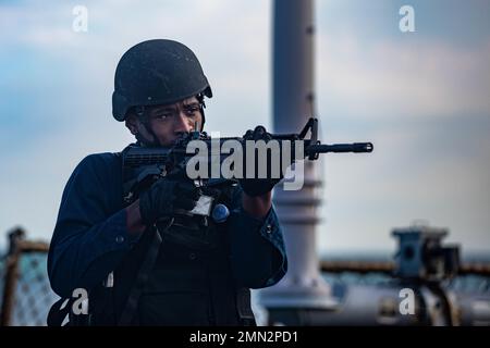 Quartermaster Seaman Shakeem Samuels, assigned to the Arleigh Burke ...
