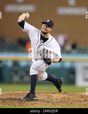 Detroit Tigers relief pitcher Alex Lange pitches to Cleveland Guardians ...