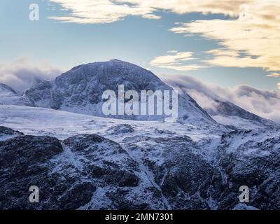 Cloud spilling over Great Gable and the Sca Fell from Hindscarth in the ...