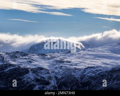 Cloud spilling over Great Gable and the Sca Fell from Hindscarth in the ...