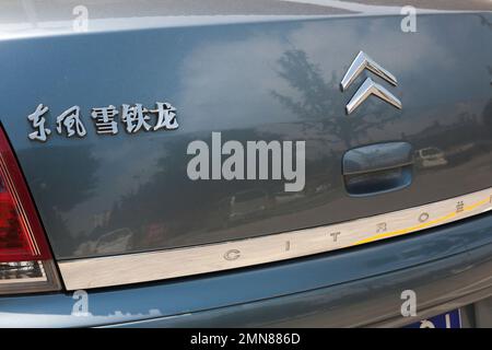 Rear with numberplate and model written in Chinese characters / writing ...