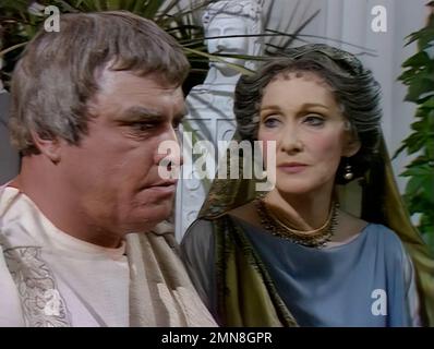 London.UK. Sian Phillips (as Livia) and Brian Blessed (as Augustus ...