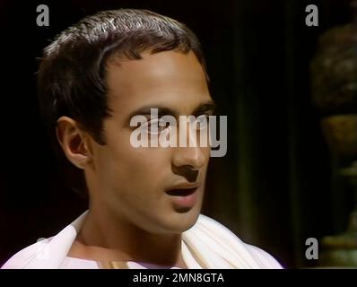 London.UK. Darien Angadi (as Gaius Plautius Silanus) and Sian Phillips ...