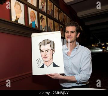 Andrew Garfield attends his caricature unveiling at Sardi's restaurant ...