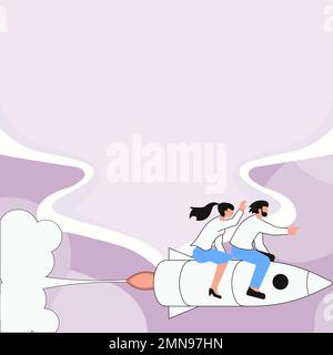 Rocket Ship Launching Fast Straight Up To The Outer Space. Spaceship ...