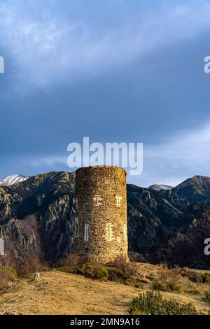 Tour de Goa, signal tower in the Pyrenees, near the Canigou mountain ...